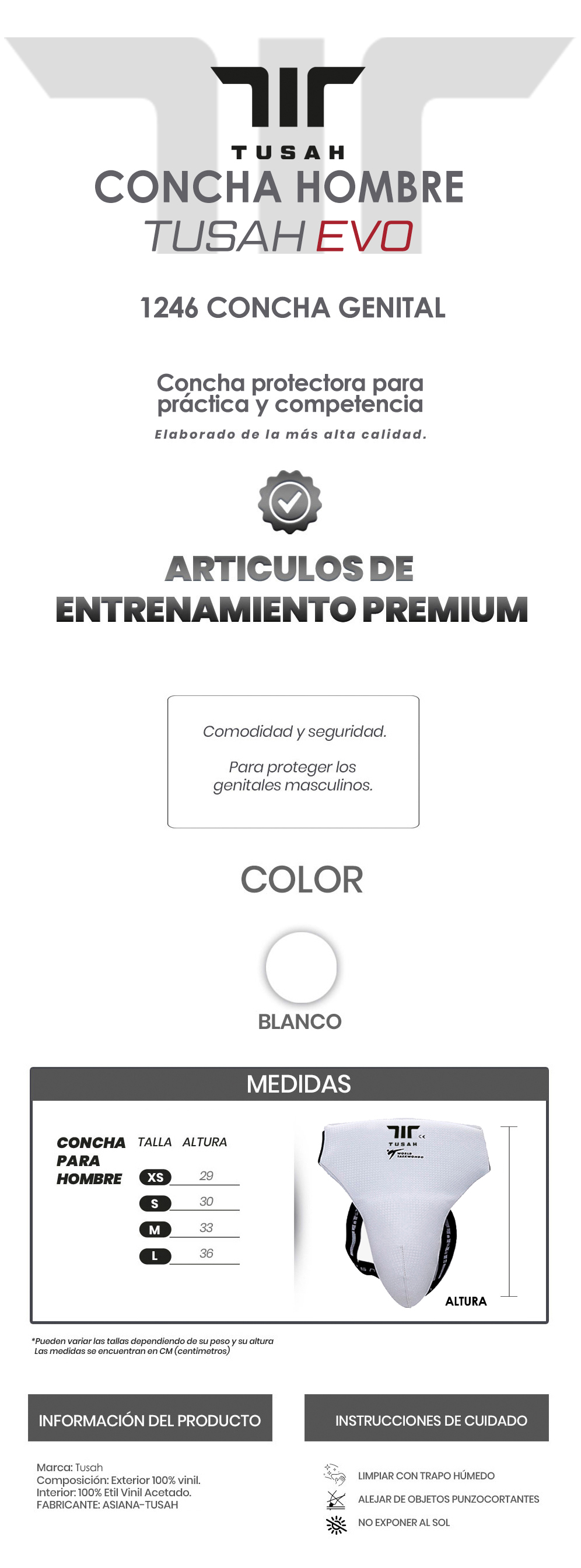 CONCHA HOMBRE TUSAH - EQUIPO DE PROTECCIÓN